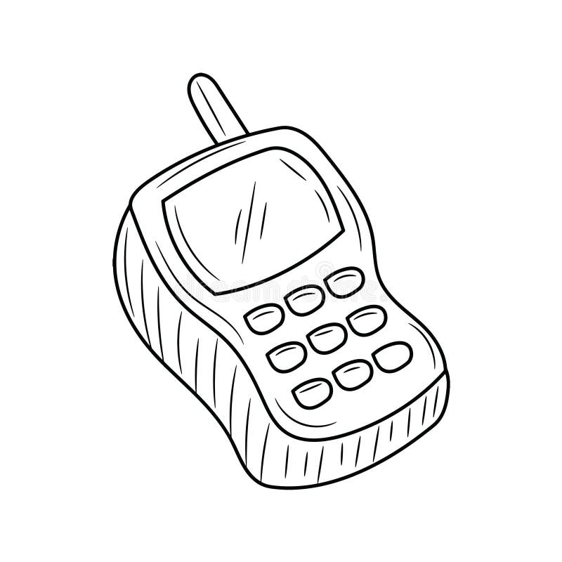 Old Mobile Phone with Hand Drawn Vector Illustration Stock Vector ...