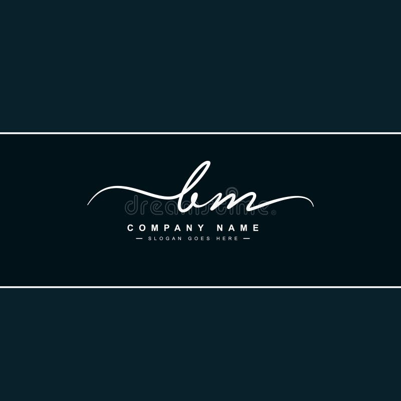 Initial Letter BM Logo - Handwritten Signature Style Logo Stock Vector ...