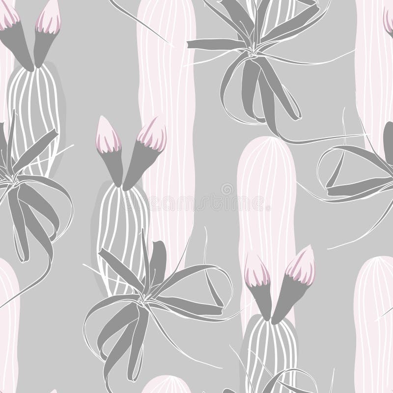 Cute Floral Pattern of Abstract Cacti. Seamless Texture. Colored Cute ...