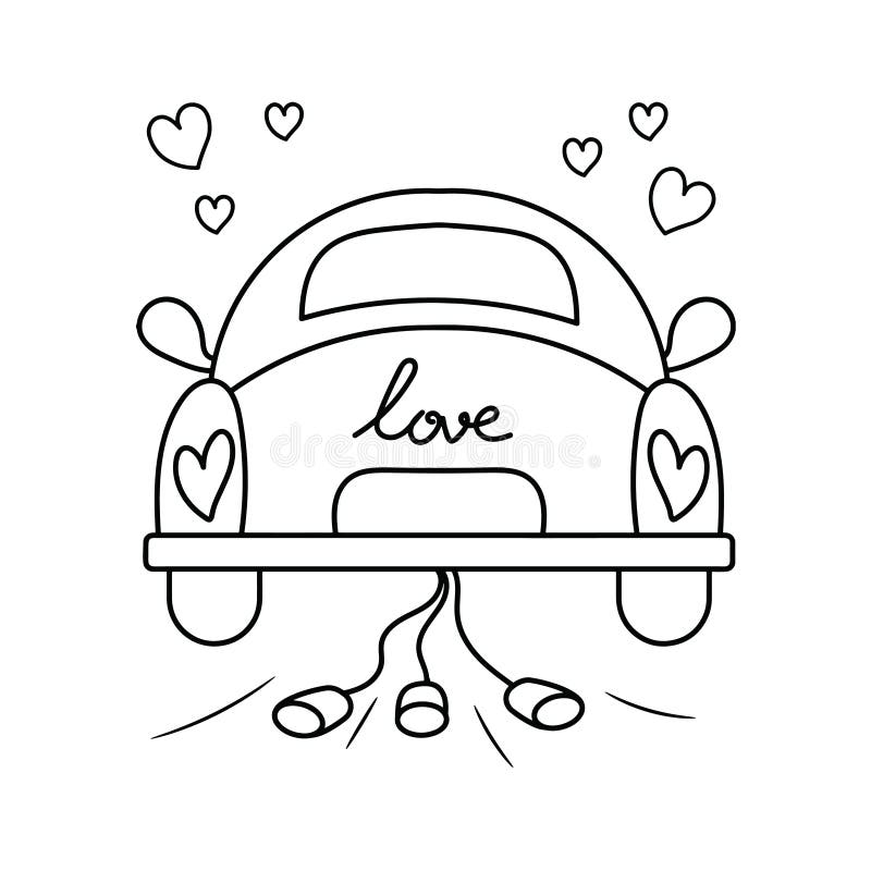Wedding Car Clipart Black And White Hearts