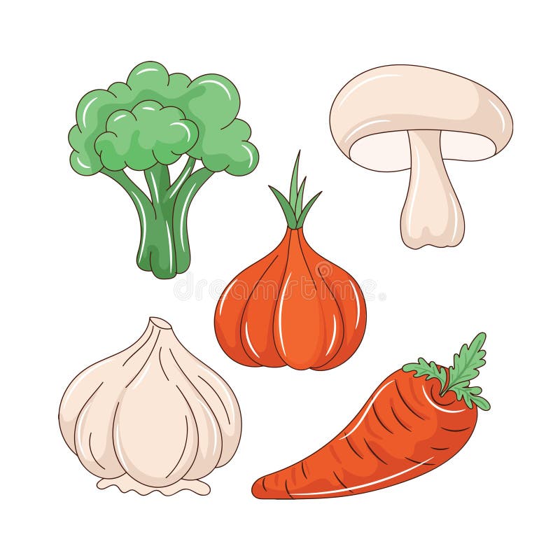 Simple Set of Vegetables. Vegetables Icons. Flat Vector Illustration ...