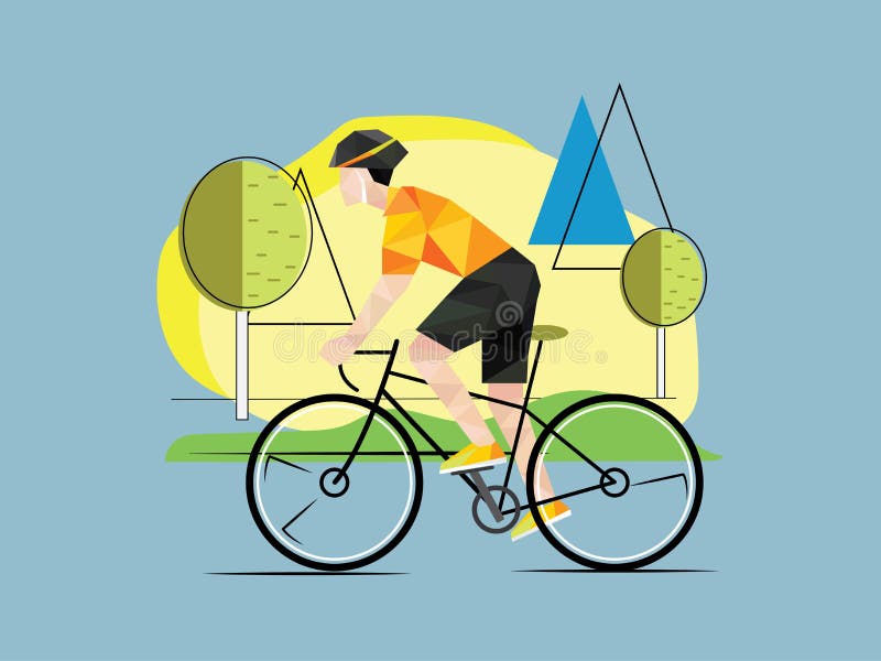 Cyclist Flat Geometric Illutration Bicycle Sport Stock Vector ...