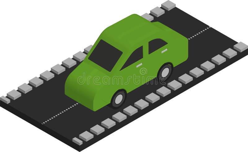 Isometric Car on the Road Art Vector Illustration Stock Illustration ...