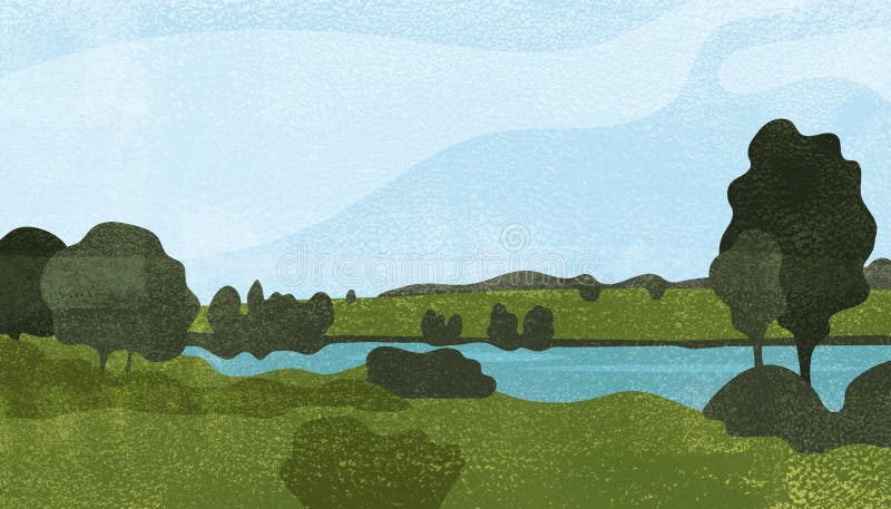 Stylized landscape stock vector. Illustration of landscape - 48161332