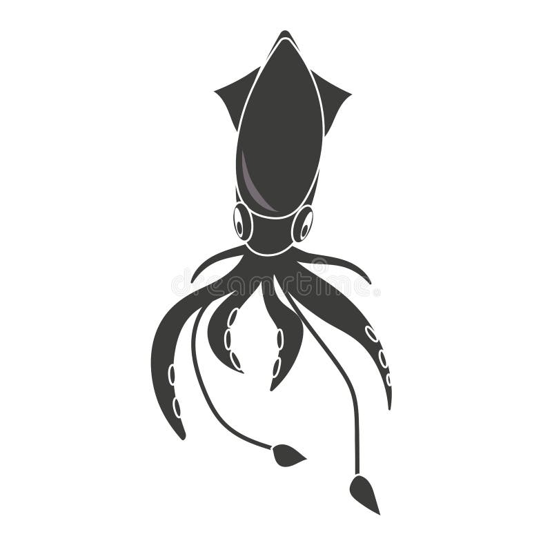 Black squid stock vector. Illustration of mollusk, aquatic - 36512121