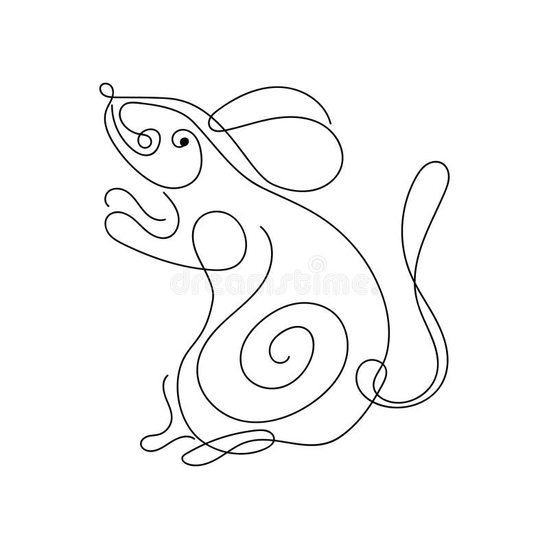 Simple Rat Line Art Vector Illustration Stock Vector - Illustration of ...