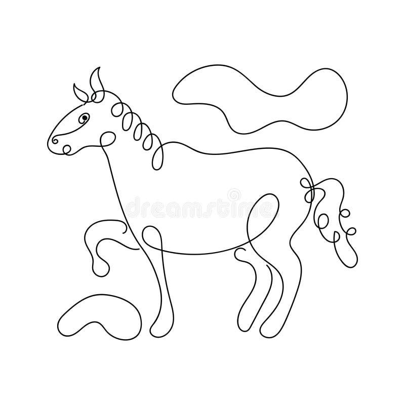 Horse Abstract Minimalist Line Art Vector Illustration Stock Vector ...