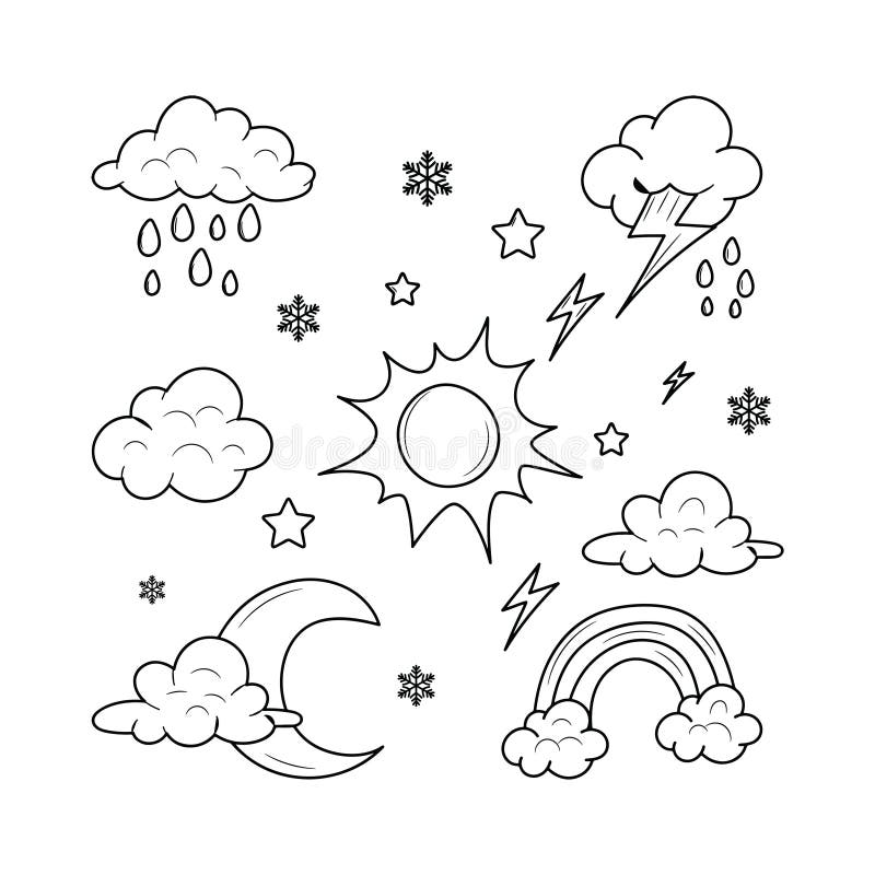 Hand Drawn of Weather, Simple Doodle Vector Illustration Stock Vector ...