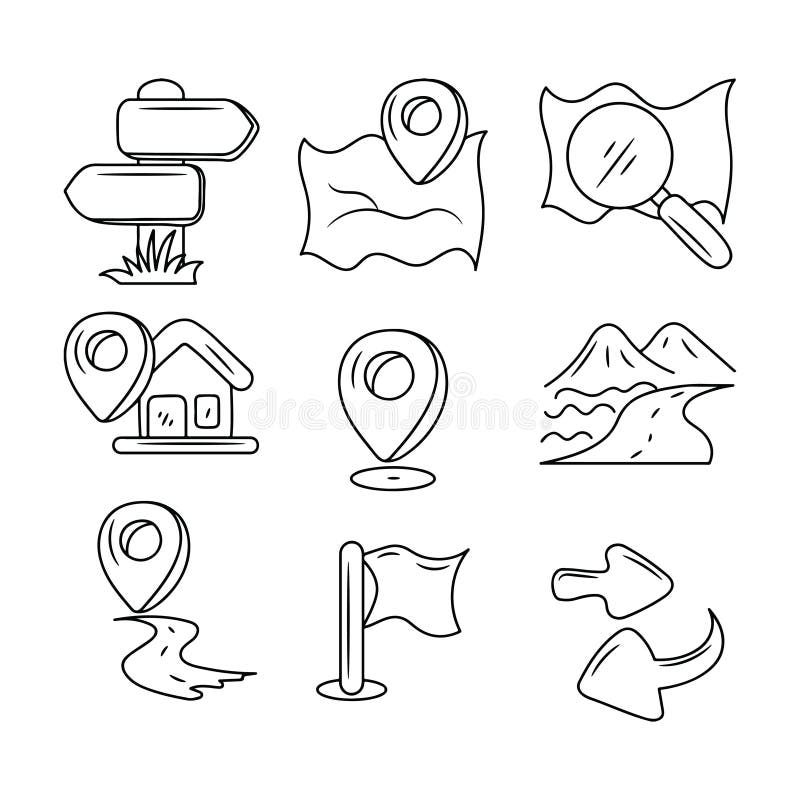 Map and Locations Doodle Vector Illustration Stock Vector ...