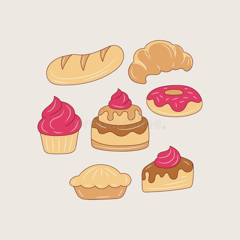 Bread and Bakery Colored Baking Vector Illustration Stock Vector ...