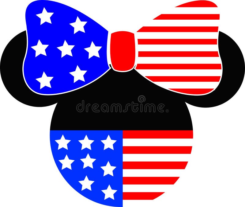 Minnie Mouse with American Flag Clip Image with Eps Vector Stock Vector ...