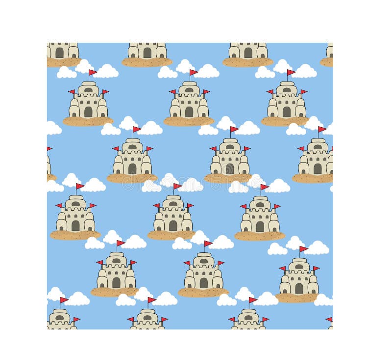 Vector Illustration of Pattern Palace on Beach, Summer Time Theme ...