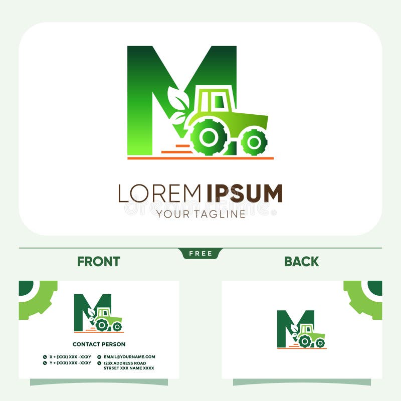 Initial Letter M Tractor Agriculture Gardening Logo Design Vector ...