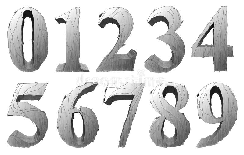 Jagged Brushed Metal Numerals.Art Font. Stock Vector - Illustration of ...