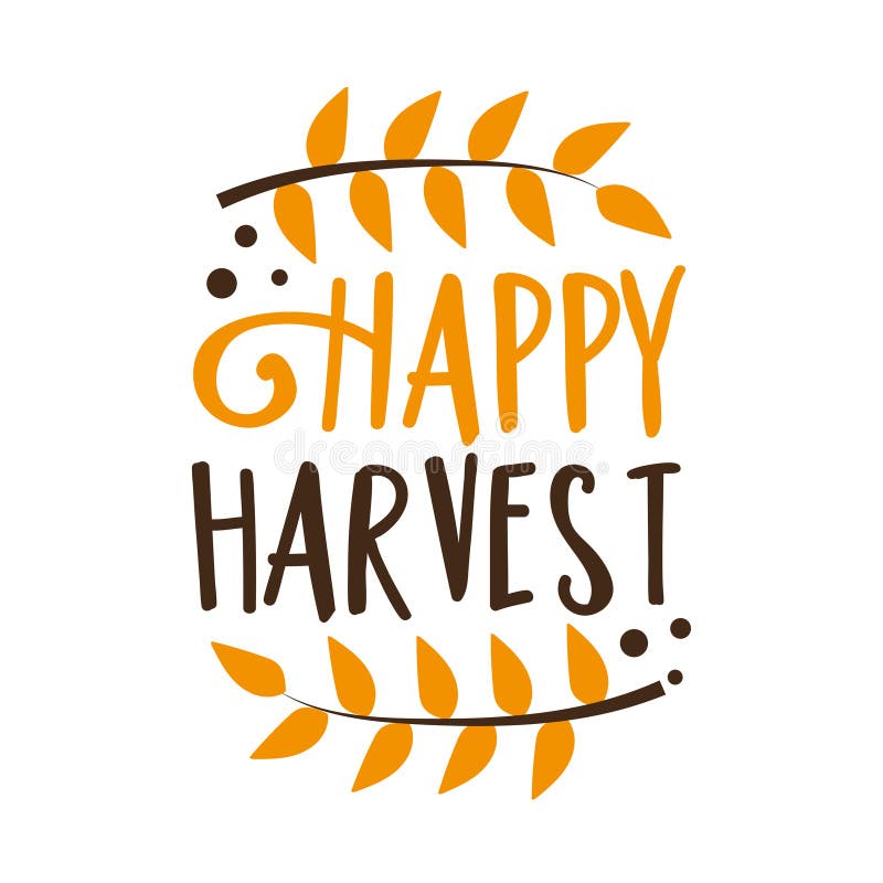Happy Harvest- Autumnal Design Template with Leaves. Stock Vector ...