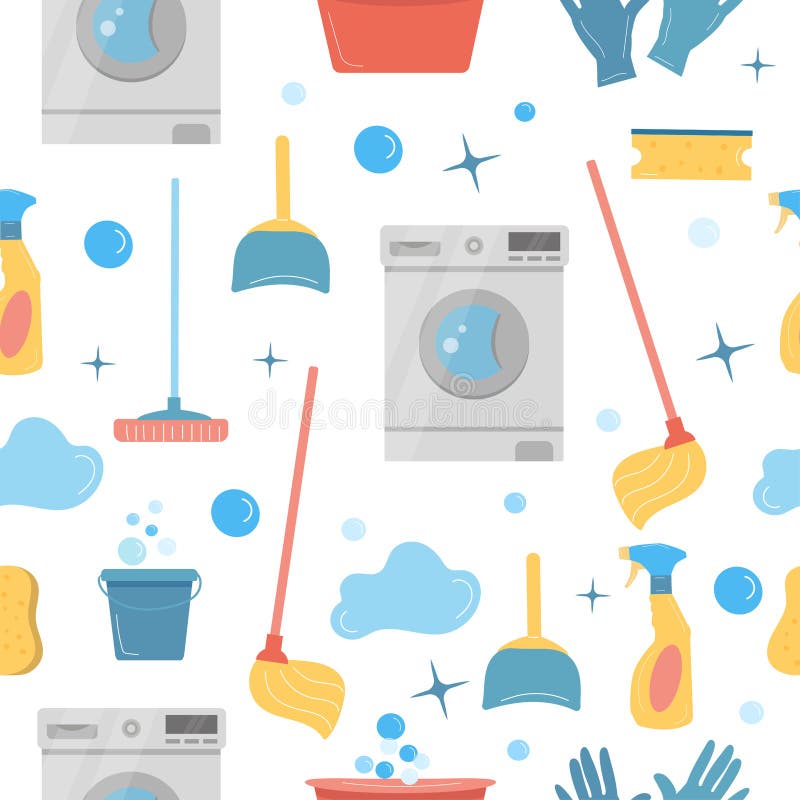 Cleaning Supplies Pattern Stock Illustrations – 432 Cleaning Supplies ...