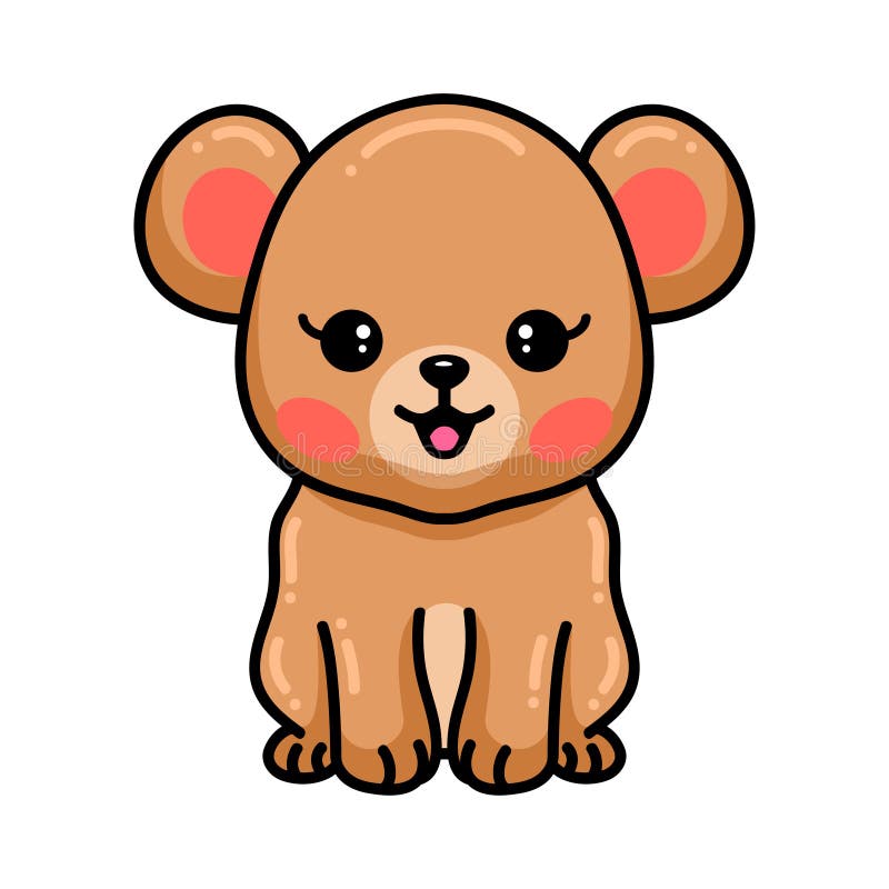 Cute Baby Brown Bear Cartoon Stock Vector - Illustration of cheerful ...