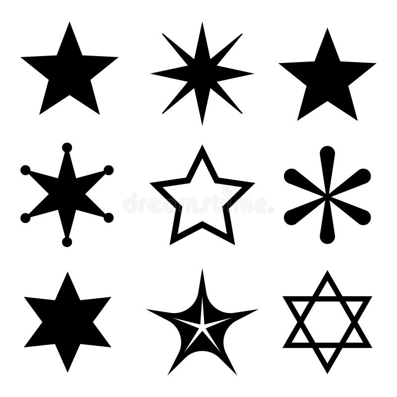 Collection Star Icons in Different Style Stock Vector - Illustration of ...