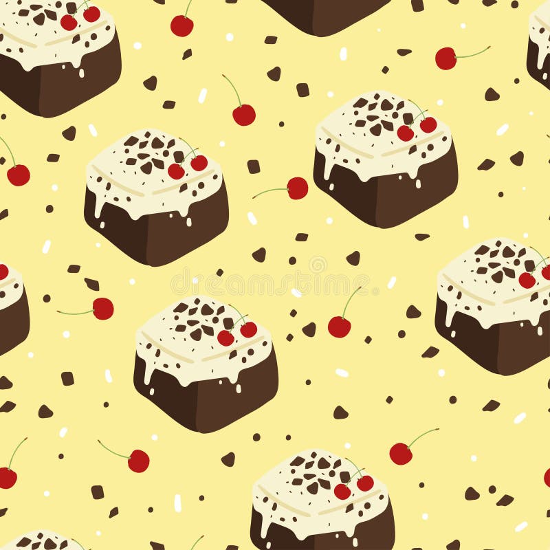 Cute Seamless Pattern with Cartoon Sweets and Dessert for Fabric Print ...