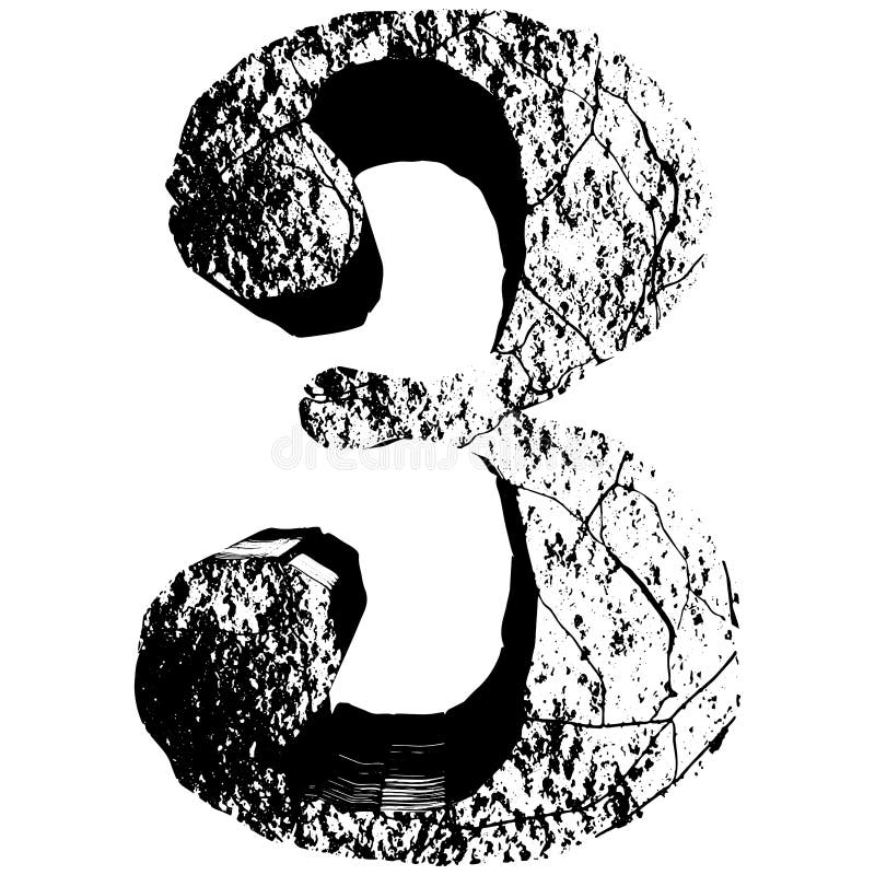 3D Grunge Stone Number.Art Font. Stock Illustration - Illustration of ...