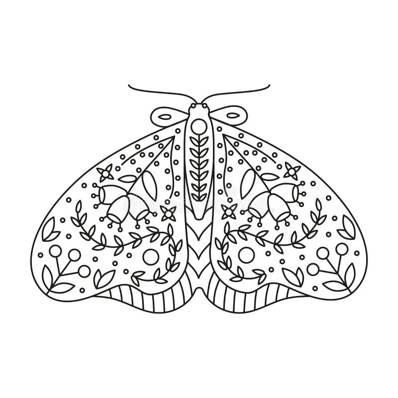 Outline Moth, Decorative Element, Flat Design. Isolated Vector ...
