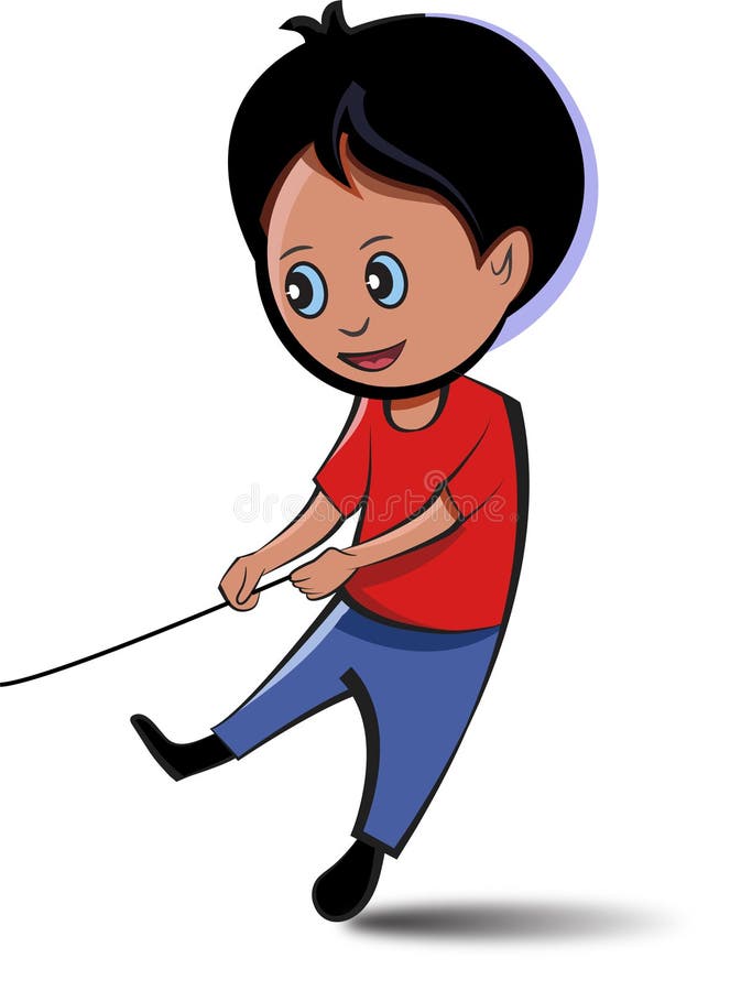The Boy Pulling a Rope Illustration Drawing Stock Illustration ...