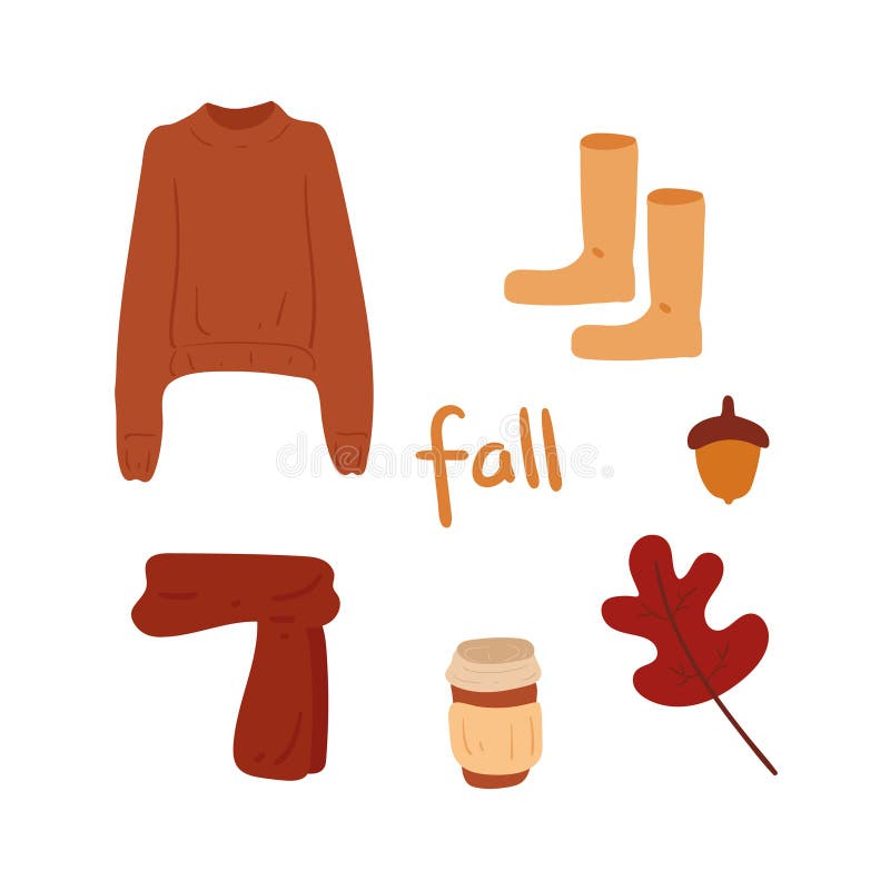 Collection Set of Autumn Fall Stickers Stock Vector - Illustration of ...