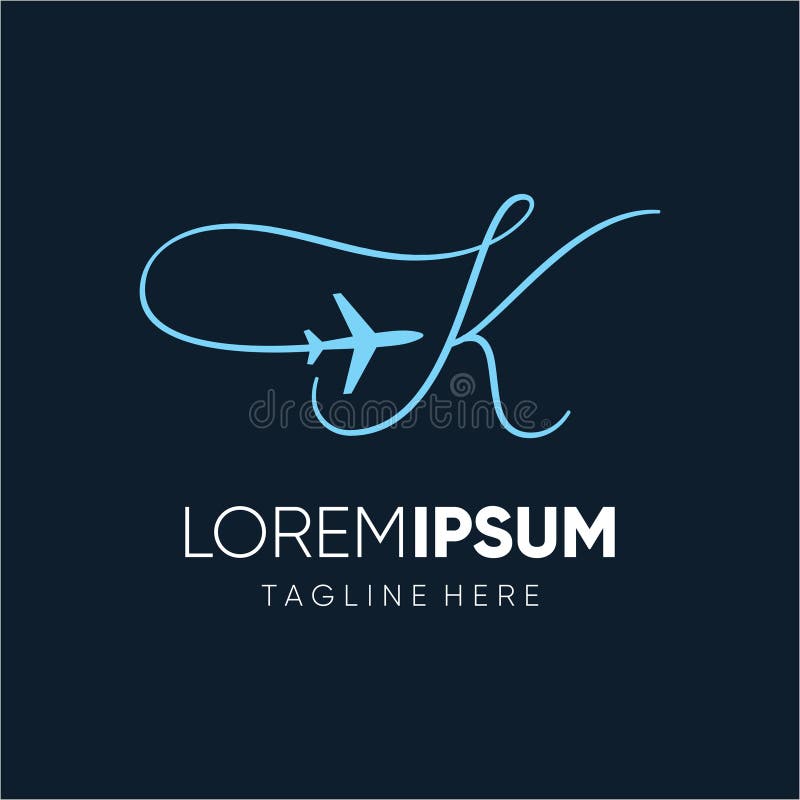 Letter K Initial Jet Plane Logo Design Vector Icon Emblem Illustration ...