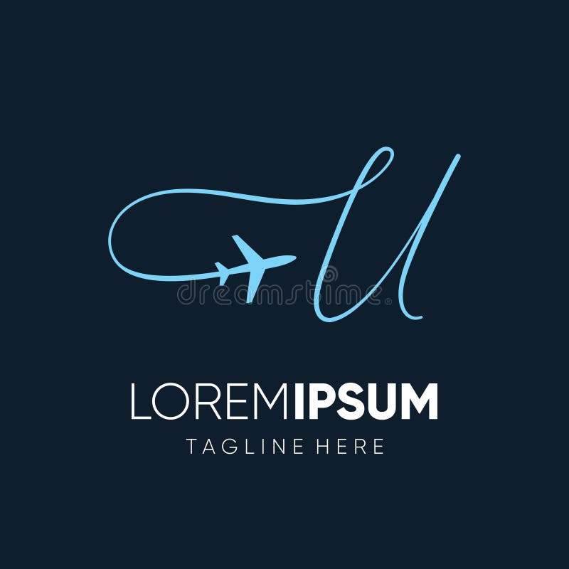 Letter U Initial Jet Plane Logo Design Vector Icon Emblem Illustration ...
