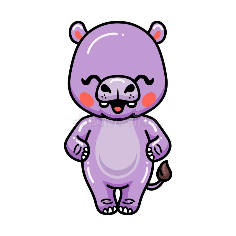 Cute Baby Hippo Cartoon Posing Stock Vector - Illustration of chibi ...