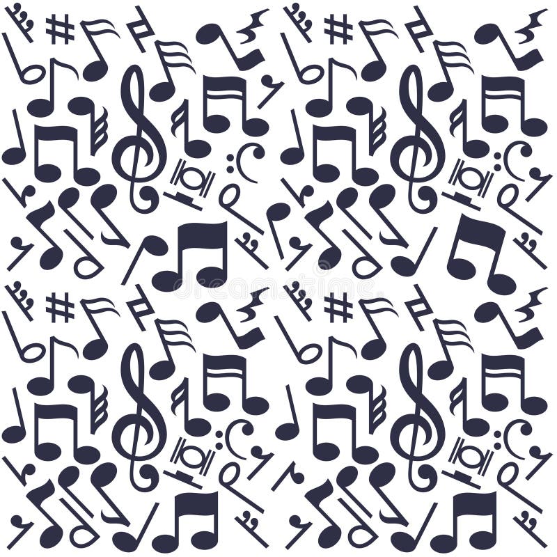 Music Notes Seamless Pattern Background Stock Vector - Illustration of ...