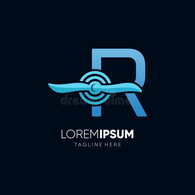 Letter Initial R Airplane Propeller Logo Design Vector Icon Graphic ...