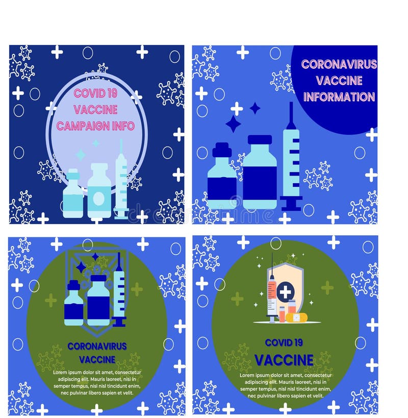 Covid-19 Vaccine Design Template Bundle Set Stock Vector - Illustration ...