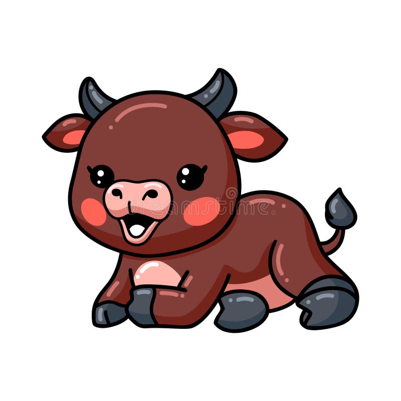 Cute Baby Bull Cartoon Laying Down Stock Vector - Illustration of chibi ...