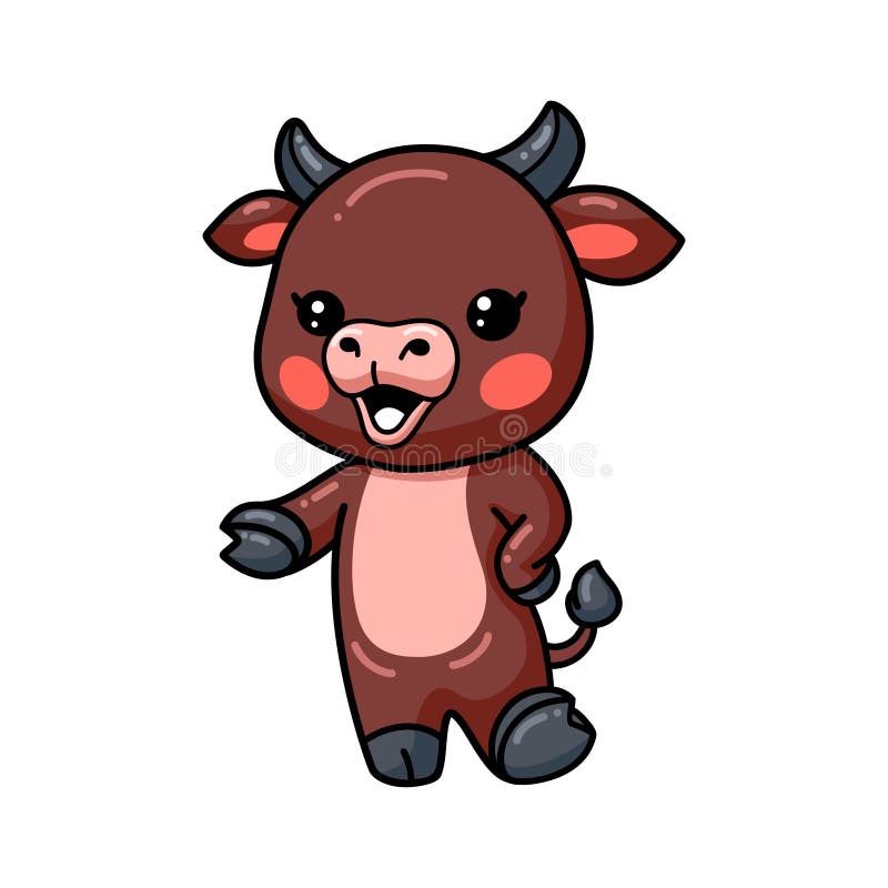 Cute Baby Bull Cartoon Presenting Stock Vector - Illustration of ...