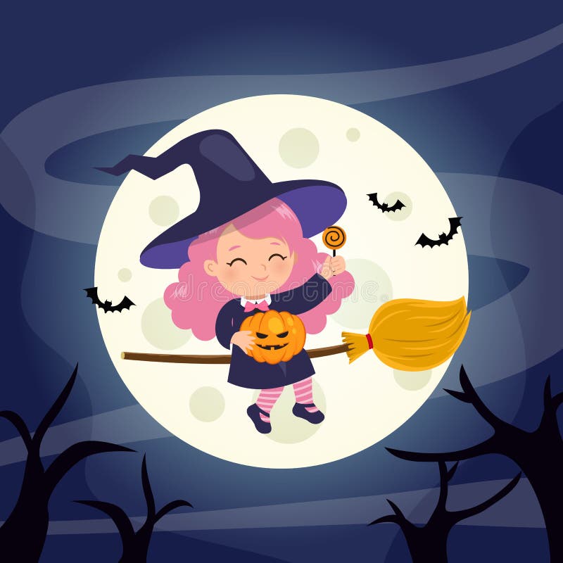 Pink Witch Girl Cartoon Stock Illustrations – 355 Pink Witch Girl ...