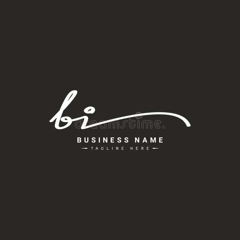 Initial Letter BI Logo - Handwritten Signature Logo for Alphabet B and ...