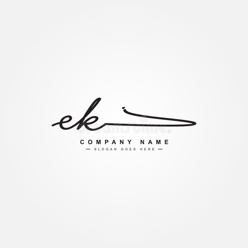 Initial Letter EK Logo - Handwritten Signature Logo for Alphabet E and ...