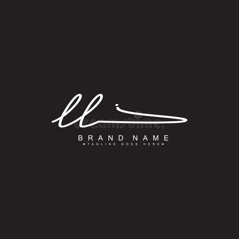 Initial Letter LL Logo - Handwritten Signature Logo for Alphabet LL ...