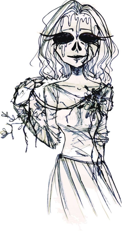 Gothic bride stock vector. Illustration of flower, elegance - 224312792