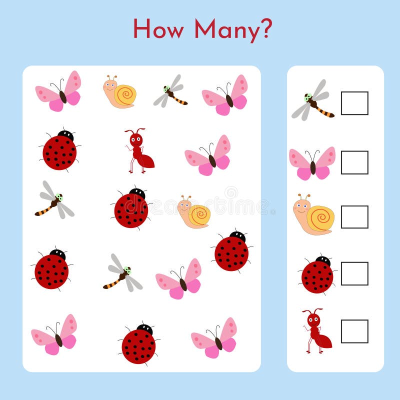 Counting Game for Kids. How Many Animal Cartoon Vector Stock Vector ...