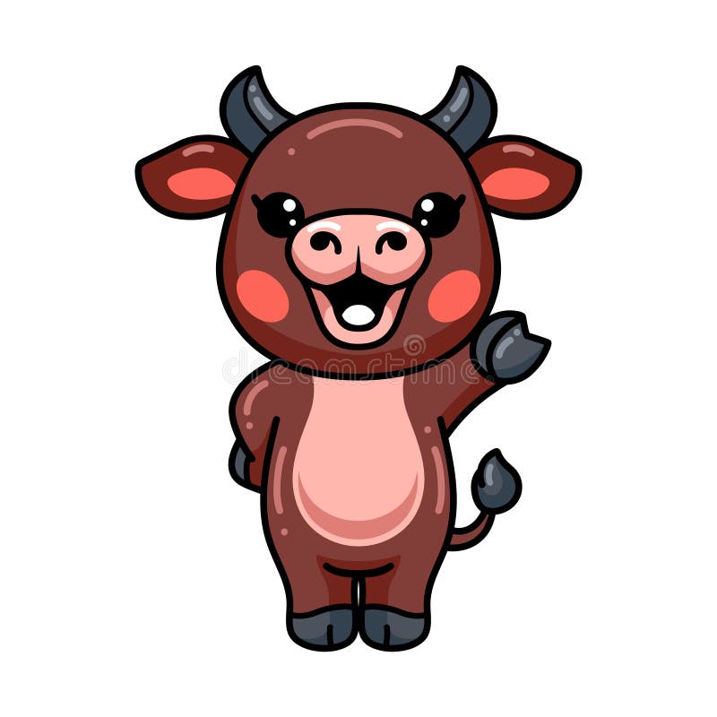 Cute Baby Buffalo Cartoon Waving Hand Stock Vector - Illustration of ...