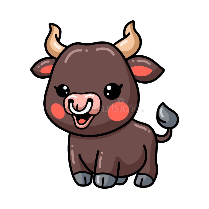Cute Happy Baby Bull Cartoon Stock Vector - Illustration of cheerful ...