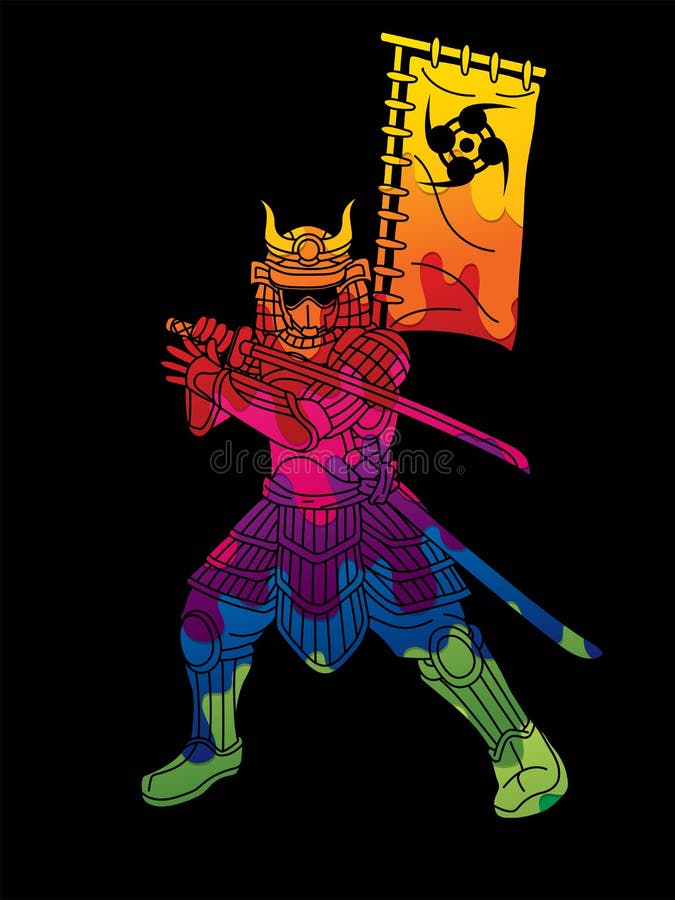 Samurai Warrior with Weapon and Armor Ronin Japanese Soldier Fighter ...