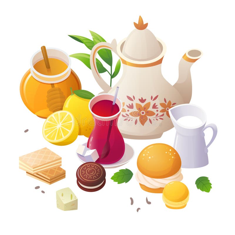 Illustration with Elements for Classic British Tea Time Stock Vector ...
