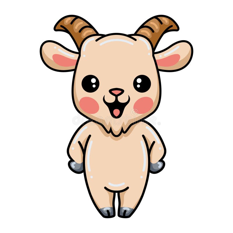 Cute Baby Goat Cartoon Standing Stock Vector - Illustration of chibi ...