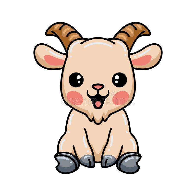 Cute Baby Goat Cartoon Sitting Stock Vector - Illustration of goat ...