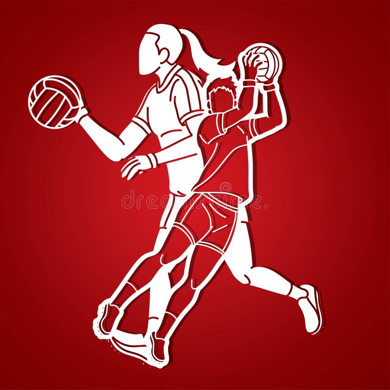 Gaelic Football Male and Female Players Sport Mix Action Cartoon ...