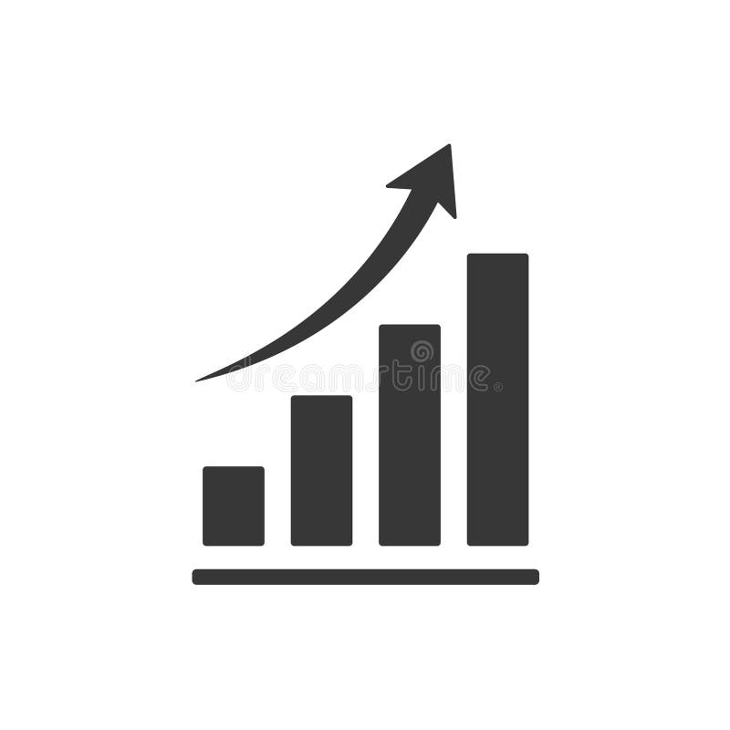 Graph Chart Icon Growing Up. Black Graph with Arrow. Progress Symbol ...