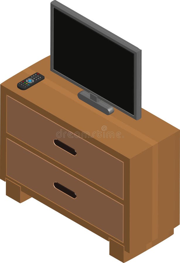 Isometric Home Furniture Drawer, Remote TV Control Flat Vector ...